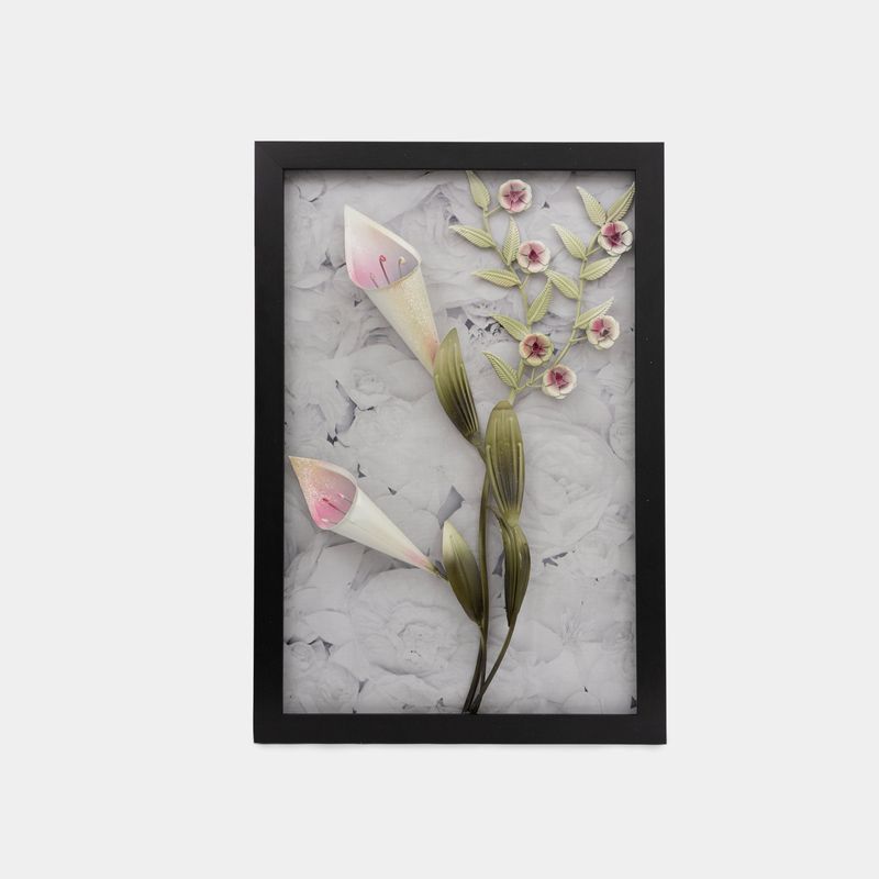 Cuadro de flor cartucho con hojas 62,5 x 41,7 cm