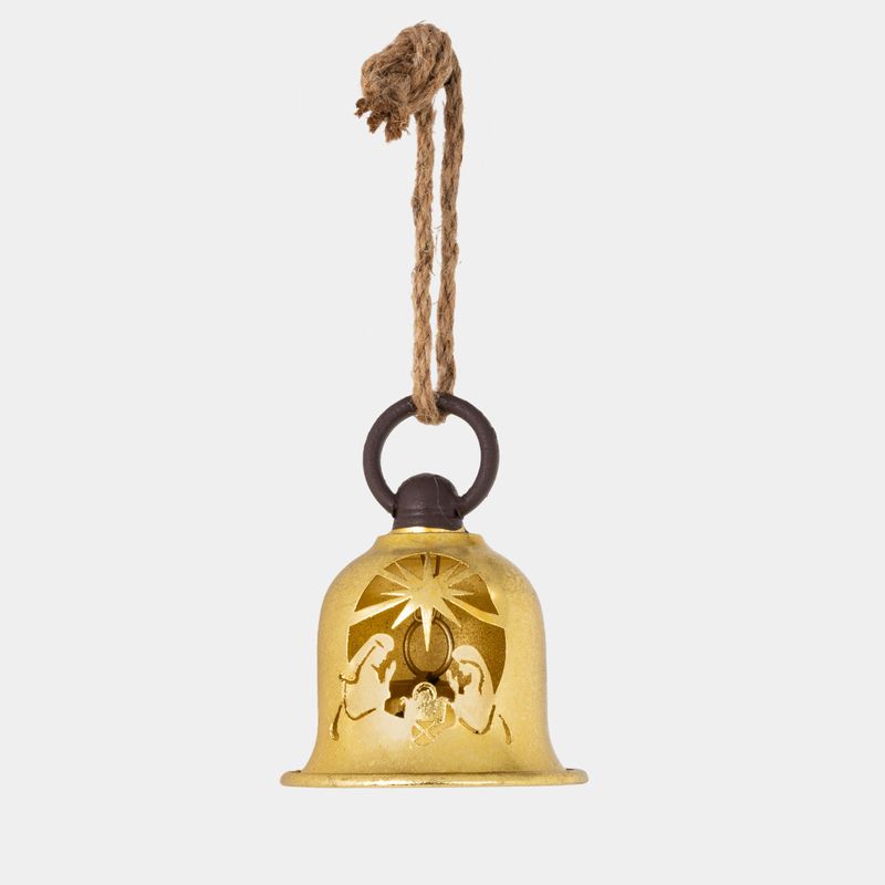 Campana colgante sagrada familia de 14 cm, dorado